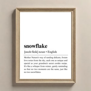 Snowflake Definition Poster Printable | Definition Sign Template ...