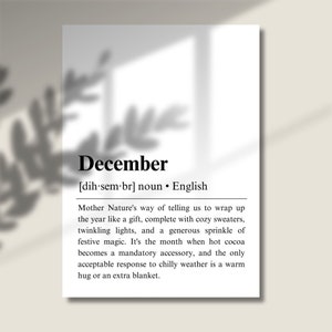 December Definition Poster Printable | Definition Sign Template ...