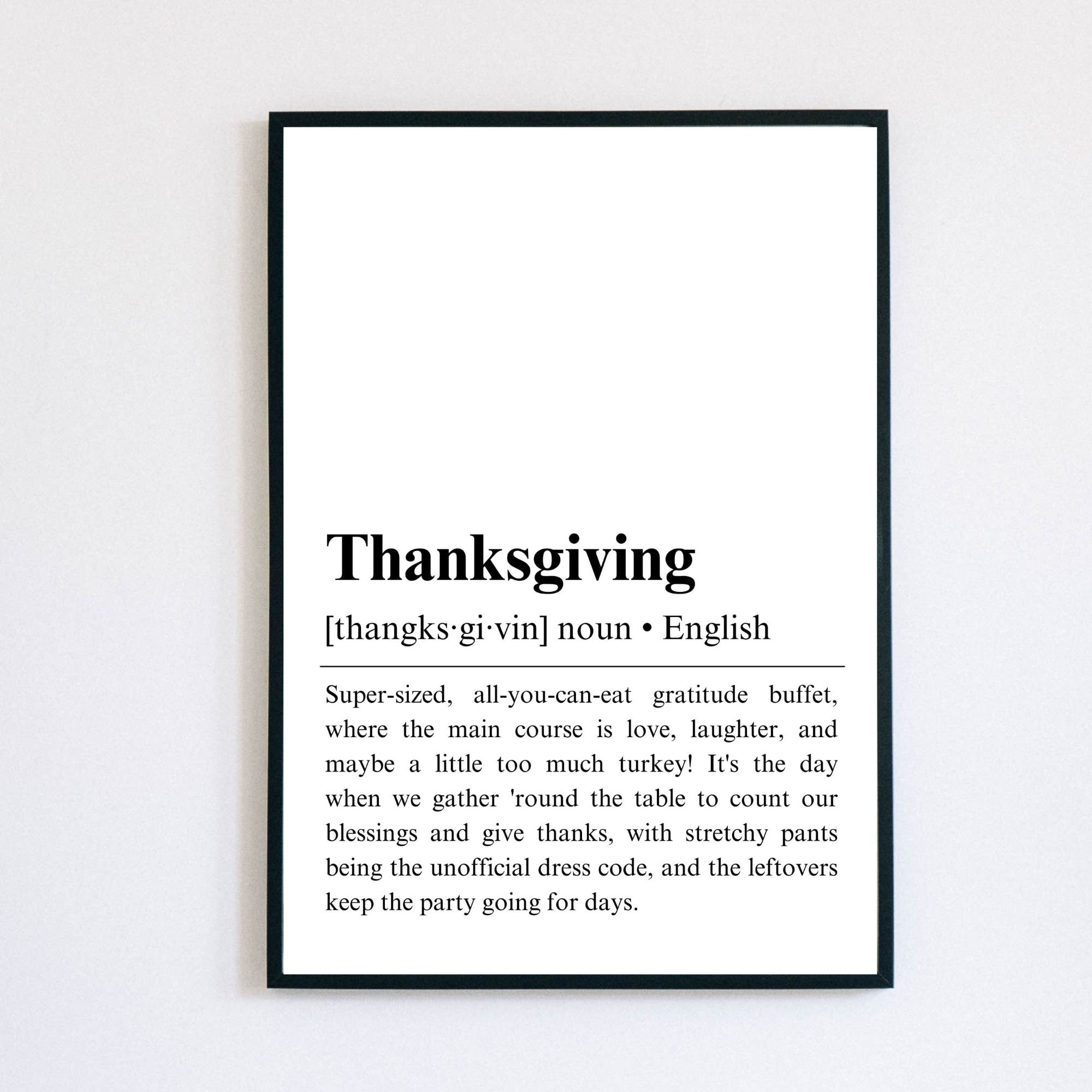 Thanksgiving Definition Poster Printable Definition Sign - Etsy