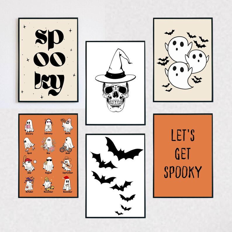 Halloween Set of 6 Printables, Halloween Gallery Wall, Halloween Decor ...