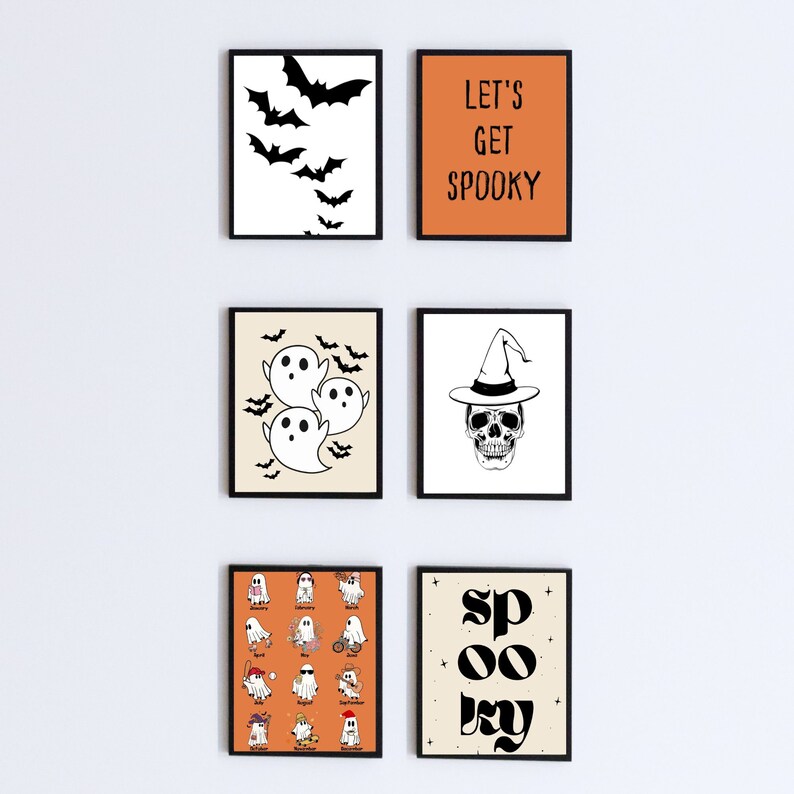 Halloween Set of 6 Printables, Halloween Gallery Wall, Halloween Decor ...