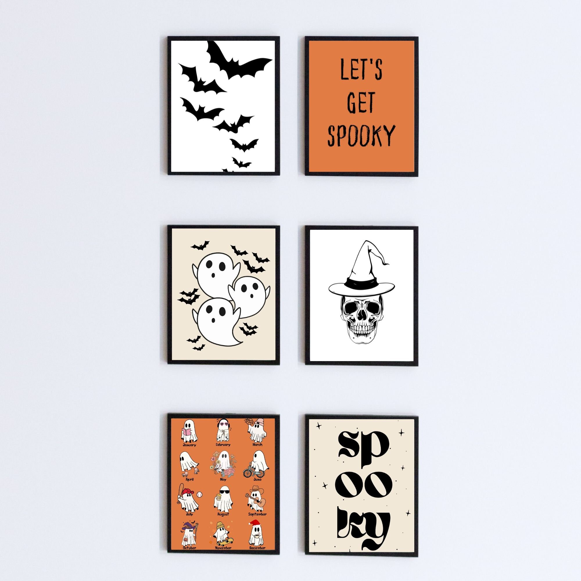 Halloween Set of 6 Printables, Halloween Gallery Wall, Halloween Decor ...