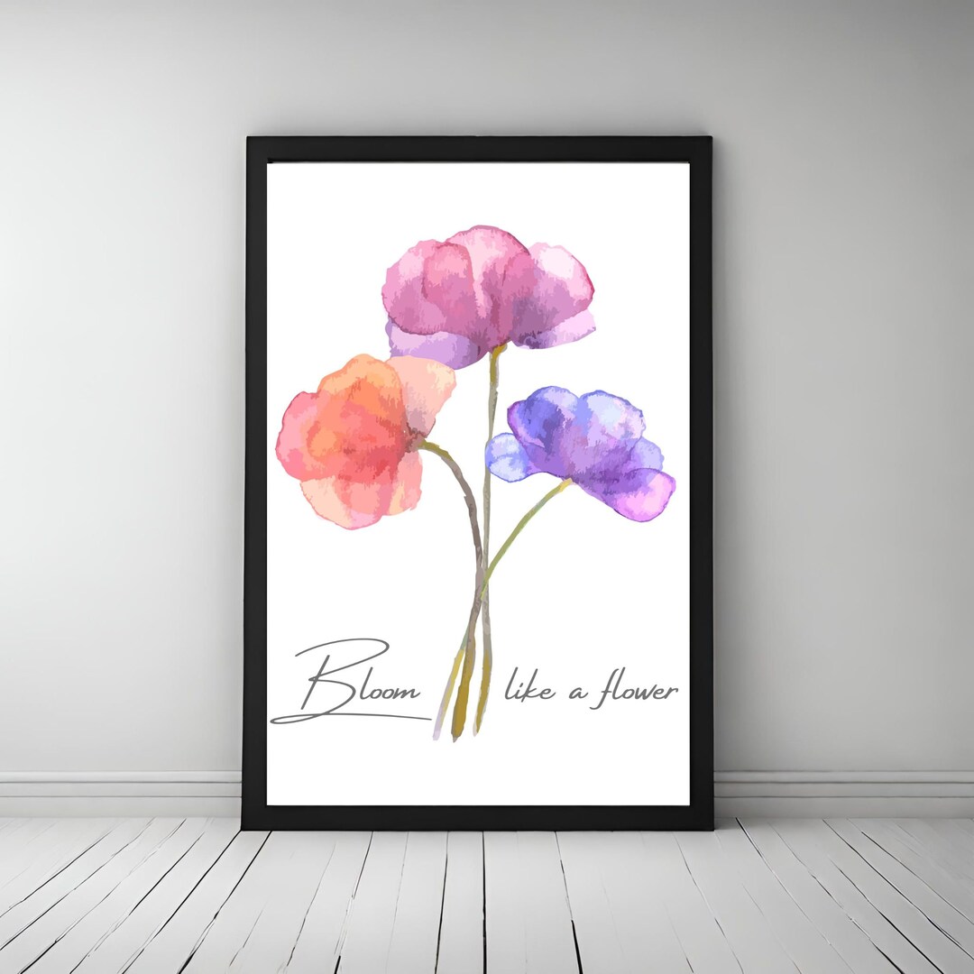 Watercolor Flower & Quote Printable Poster | Instant Download Wall Art ...