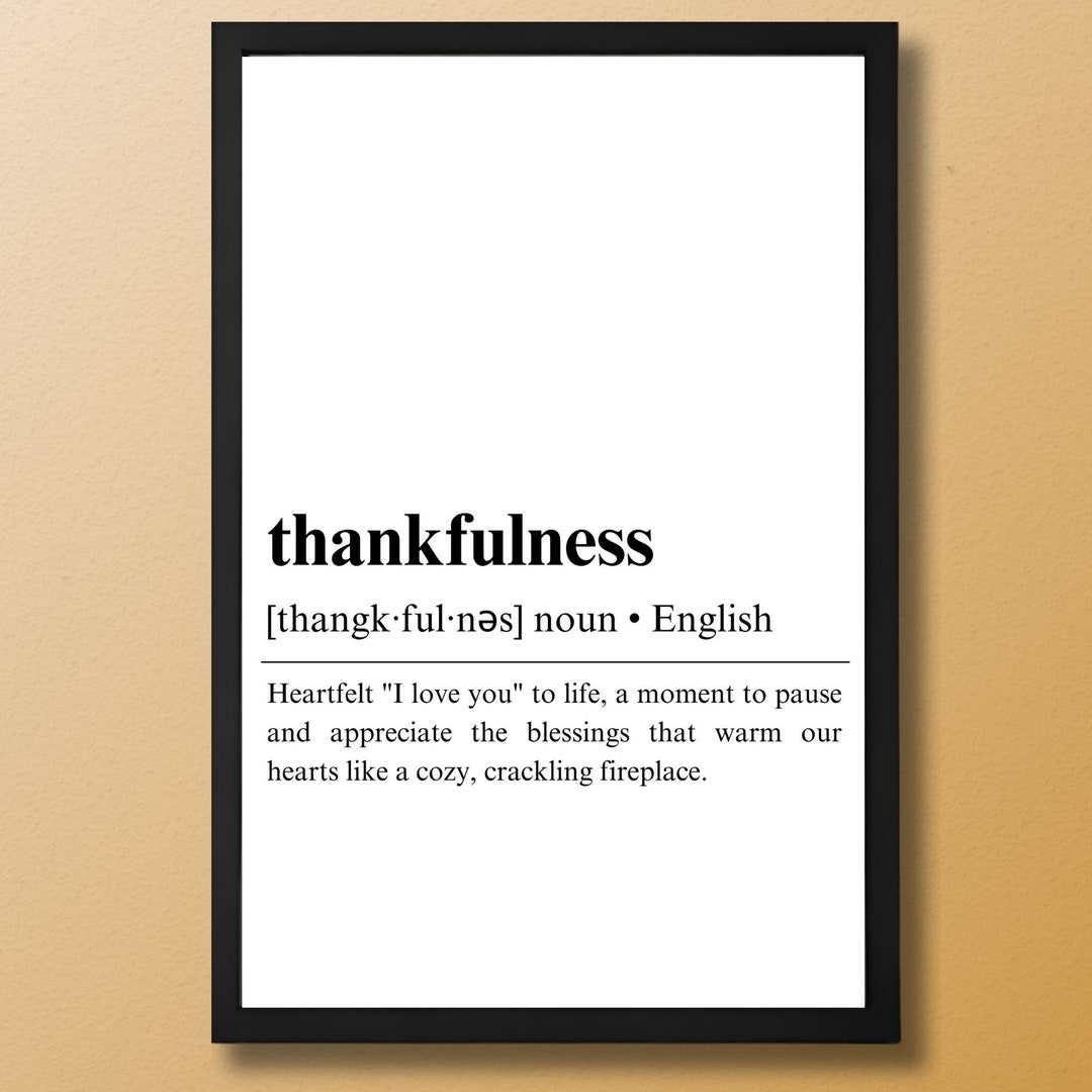 Thankfulness Definition Poster Printable | Definition Sign Template ...