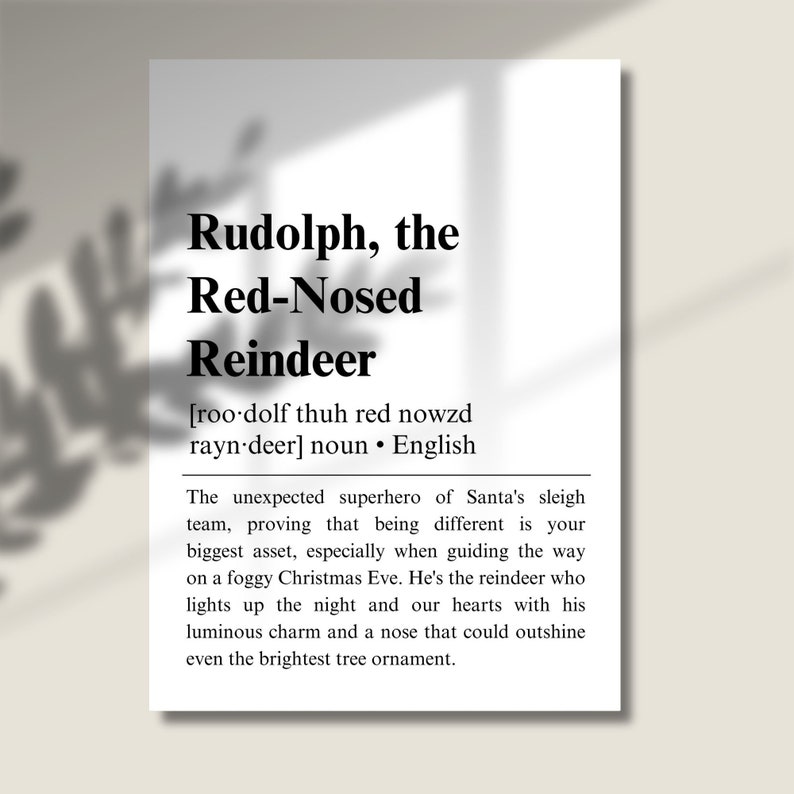 Rudolph, the Red-nosed Reindeer Definition Poster Printable ...