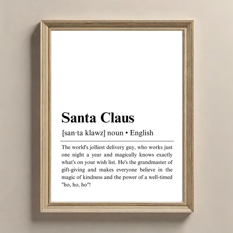 Santa Claus Definition Poster Printable Definition Sign Template ...