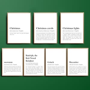 Christmas Definition Prints | Set of 7 Posters, Funny Christmas Art ...