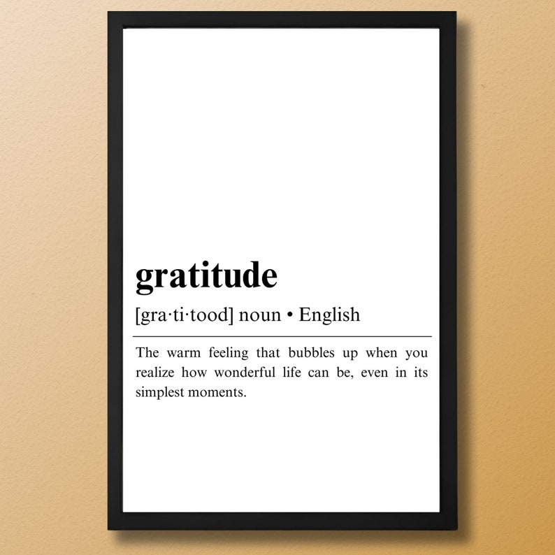 Gratitude Definition Poster Printable | Definition Sign Template ...