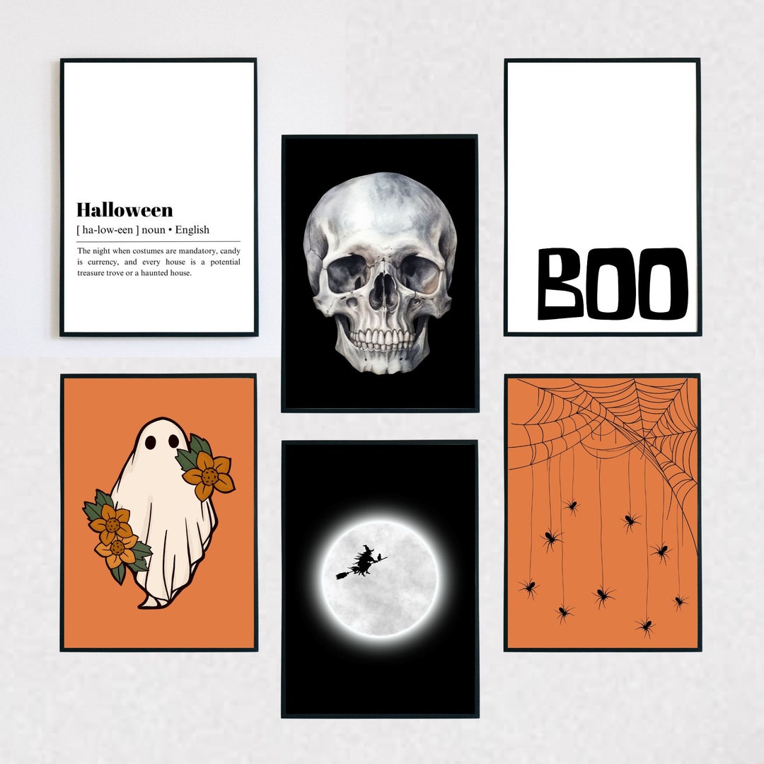Halloween Set of 6 Printables, Halloween Gallery Wall, Halloween Decor ...