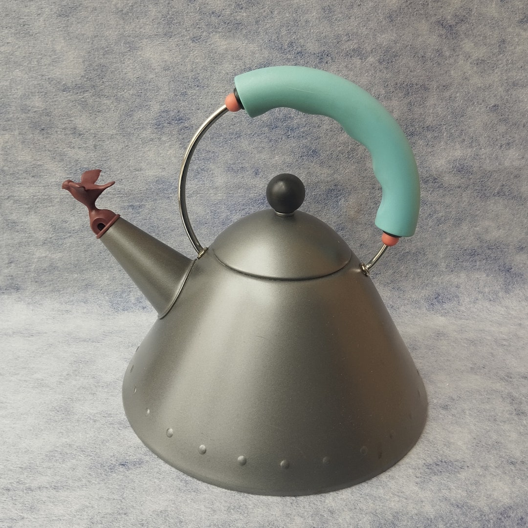 Alessi Vintage Retro MG Michael Graves Metal Grey Bird Whistle Kettle ...