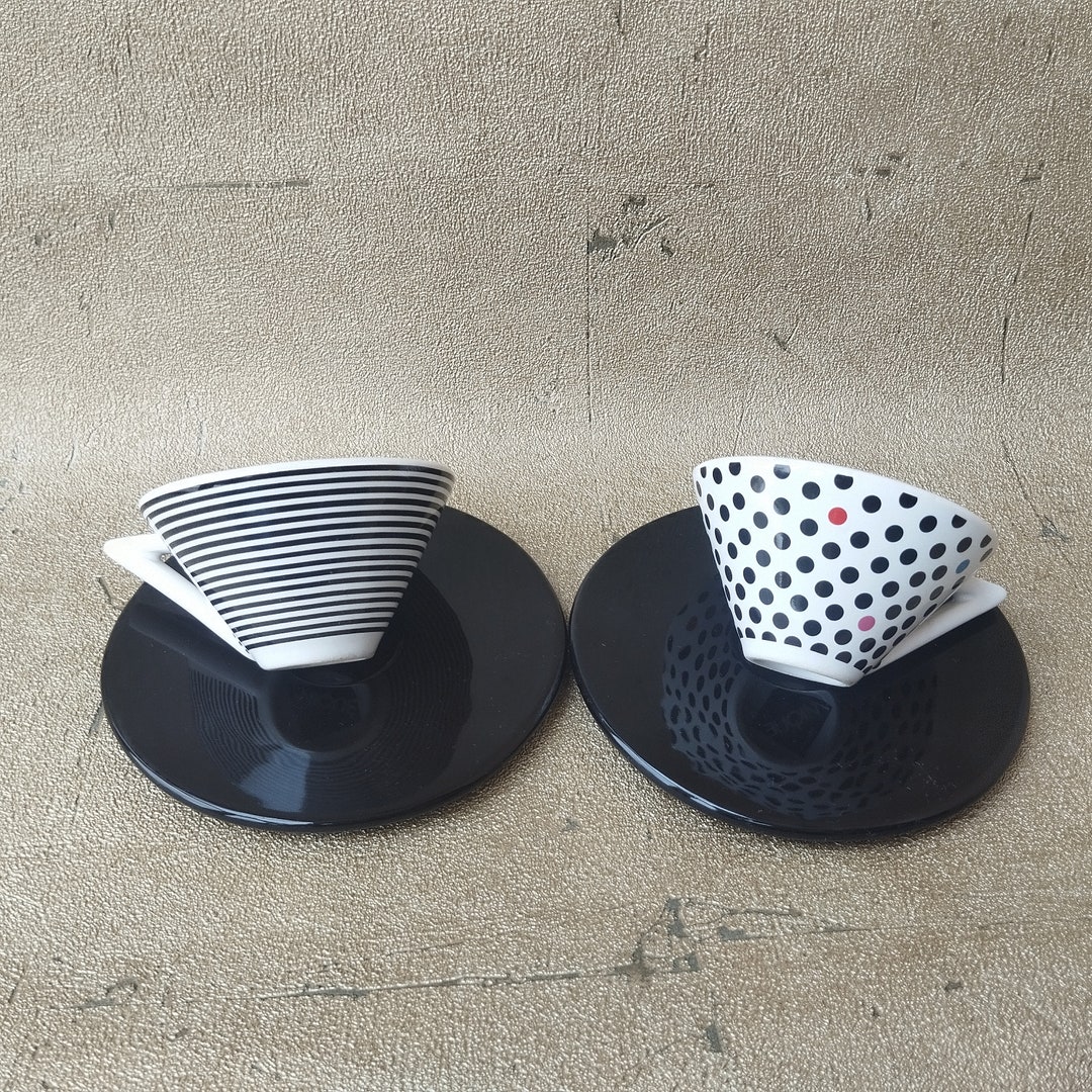 Vintage Retro Memphis Style Mique Sweden 80s Espresso Mugs, Cappuccino ...