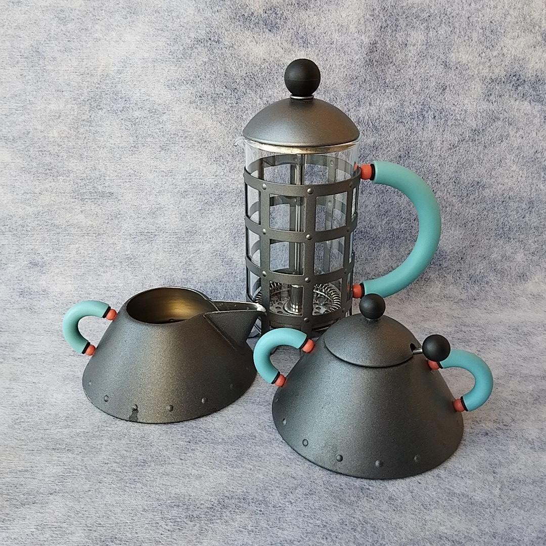Set of Alessi MG French Press 3 Cups+creamer+bowl+spoon/alessi MG ...