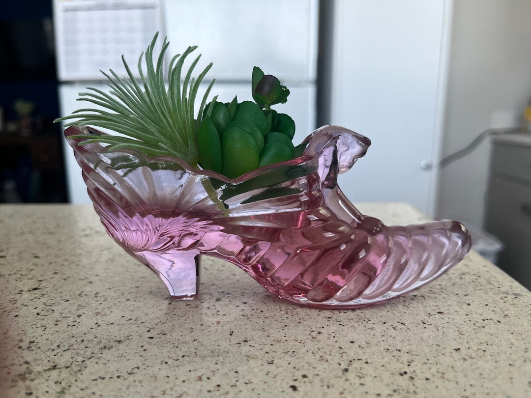 Fenton Pink Glass Slipper - Etsy