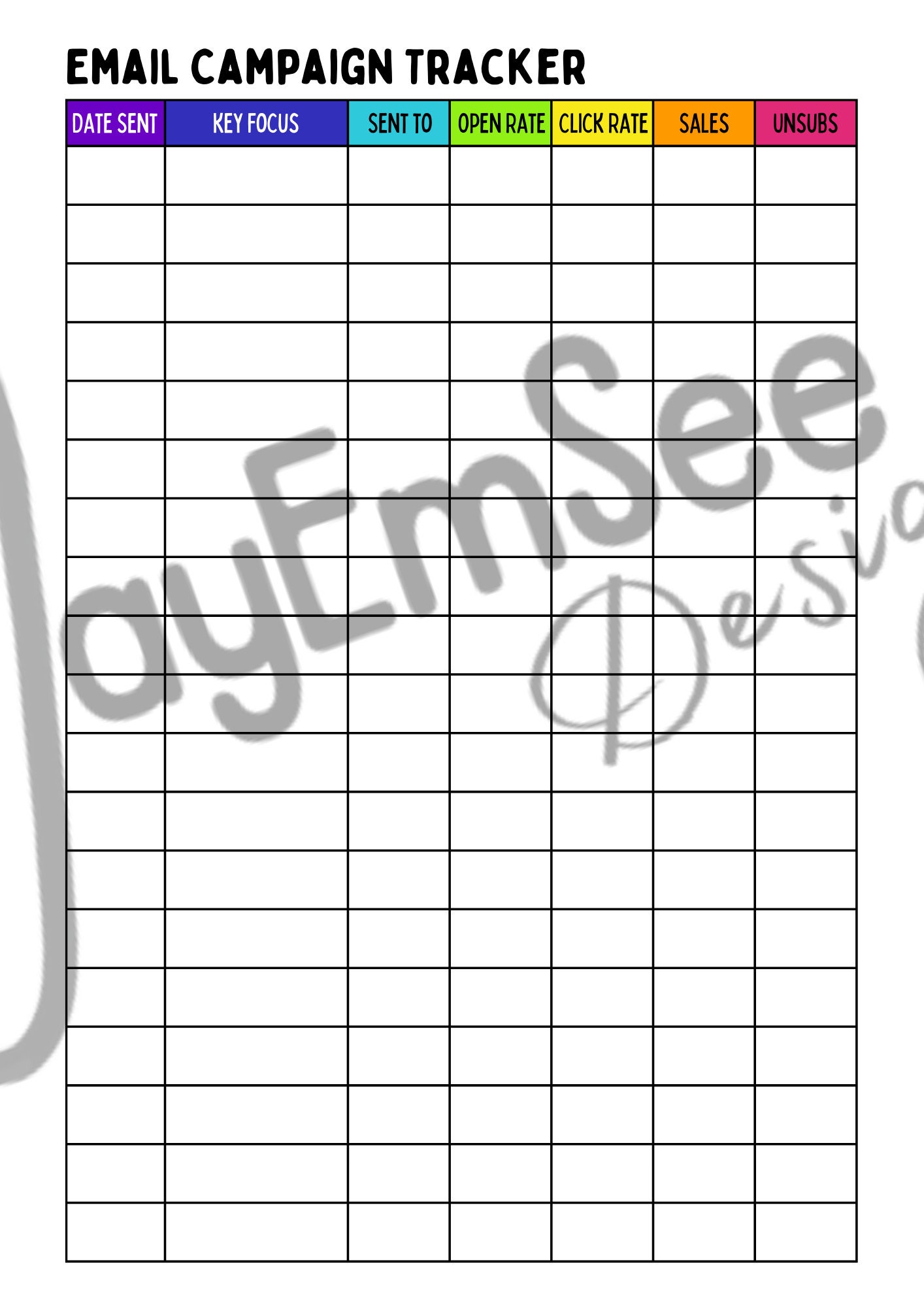 Email Campaign Tracker- A4 Printable - Etsy