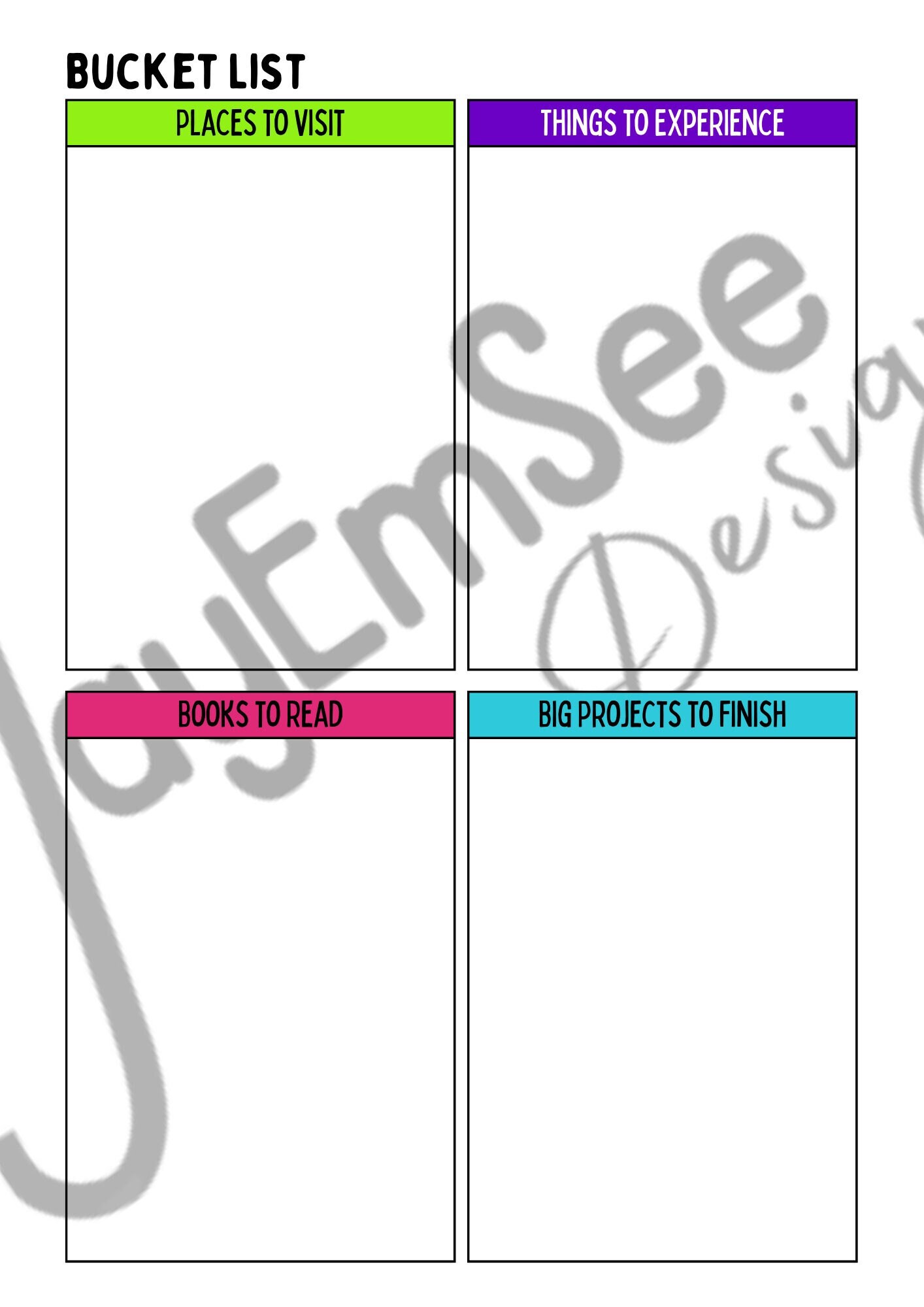 Bucket List- A4 Printable - Etsy