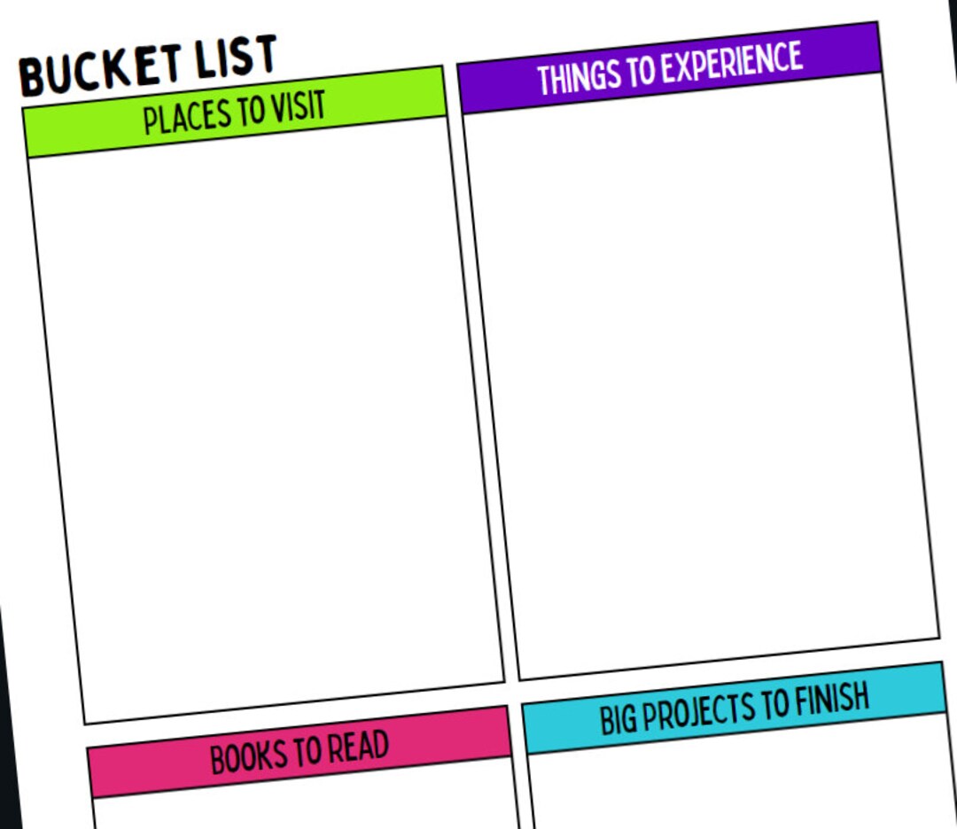 Bucket List- A4 Printable - Etsy