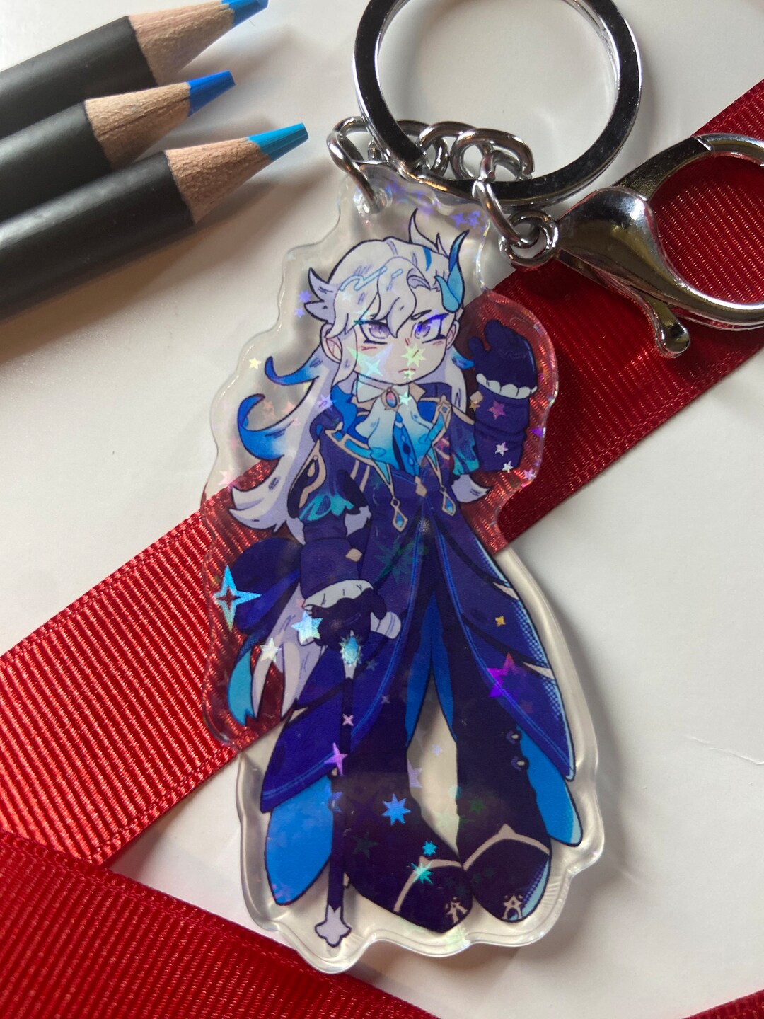 Genshin Impact Neuvillette Holographic Acrylic Keychain - Etsy
