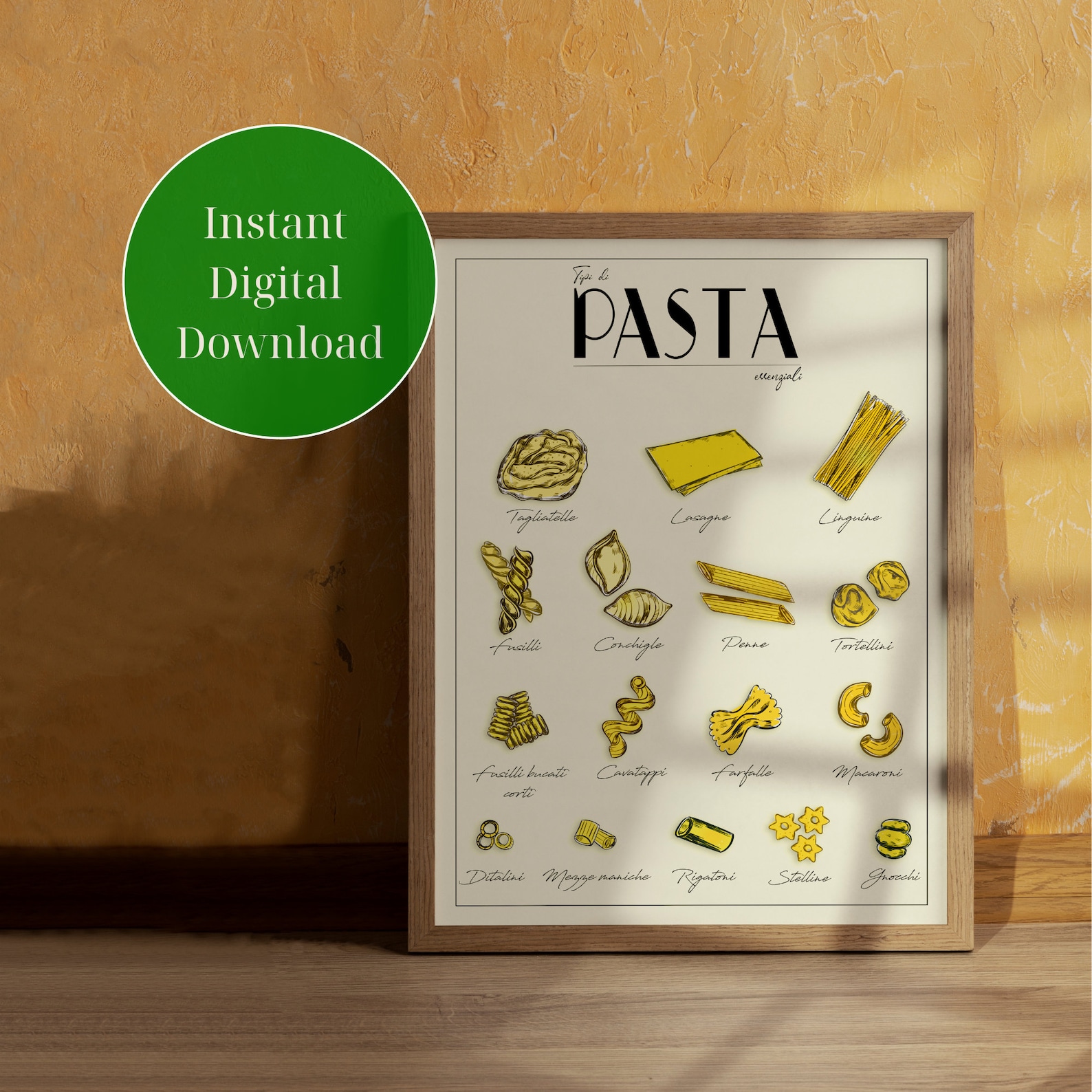 Pasta Guide, Pasta Types Poster, Pasta Types Print, Spaghetti Poster ...