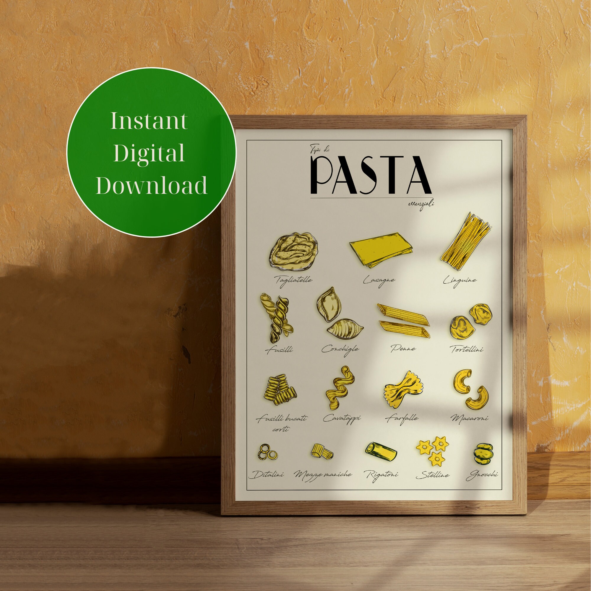 Pasta Guide, Pasta Types Poster, Pasta Types Print, Spaghetti Poster ...