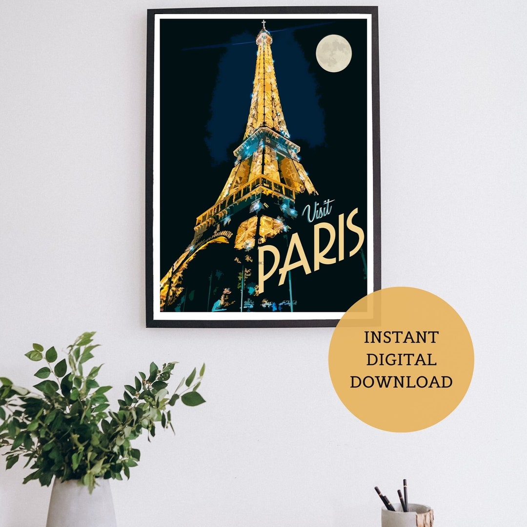 Paris Travel Poster, Printable Wall Art, French Vintage Printable ...
