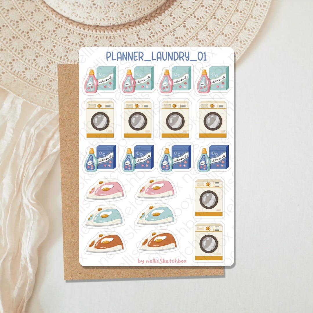Sticker Sheet - Laundry_01 || Stickers | Journal Stickers | Planner ...
