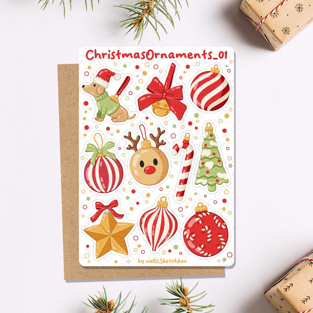 Sticker Sheet - Christmasornaments_01 || Stickers | Journal Stickers ...