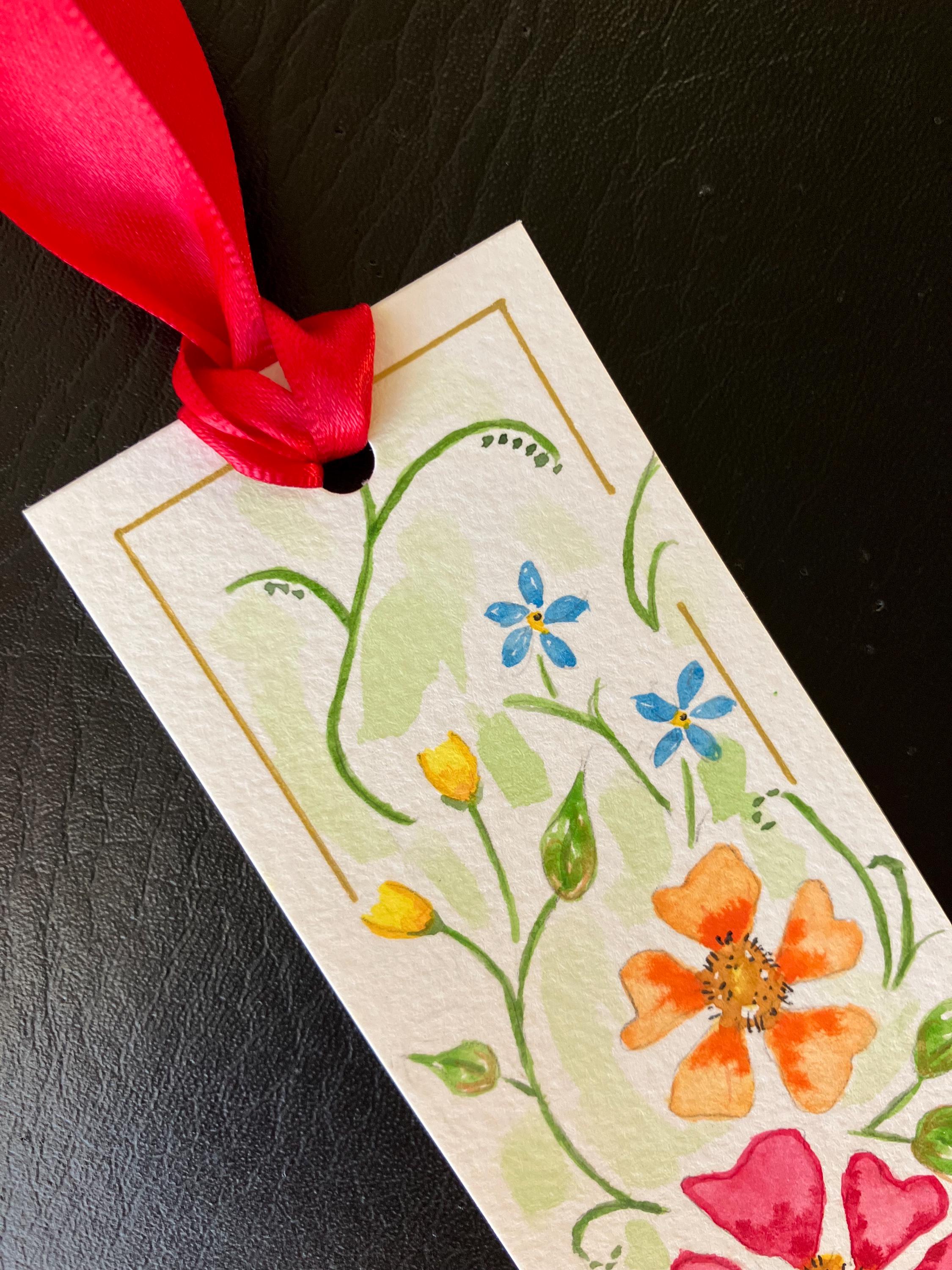 WATERCOLOR Bookmark-original Hand-painted Floral Art, Created With ...