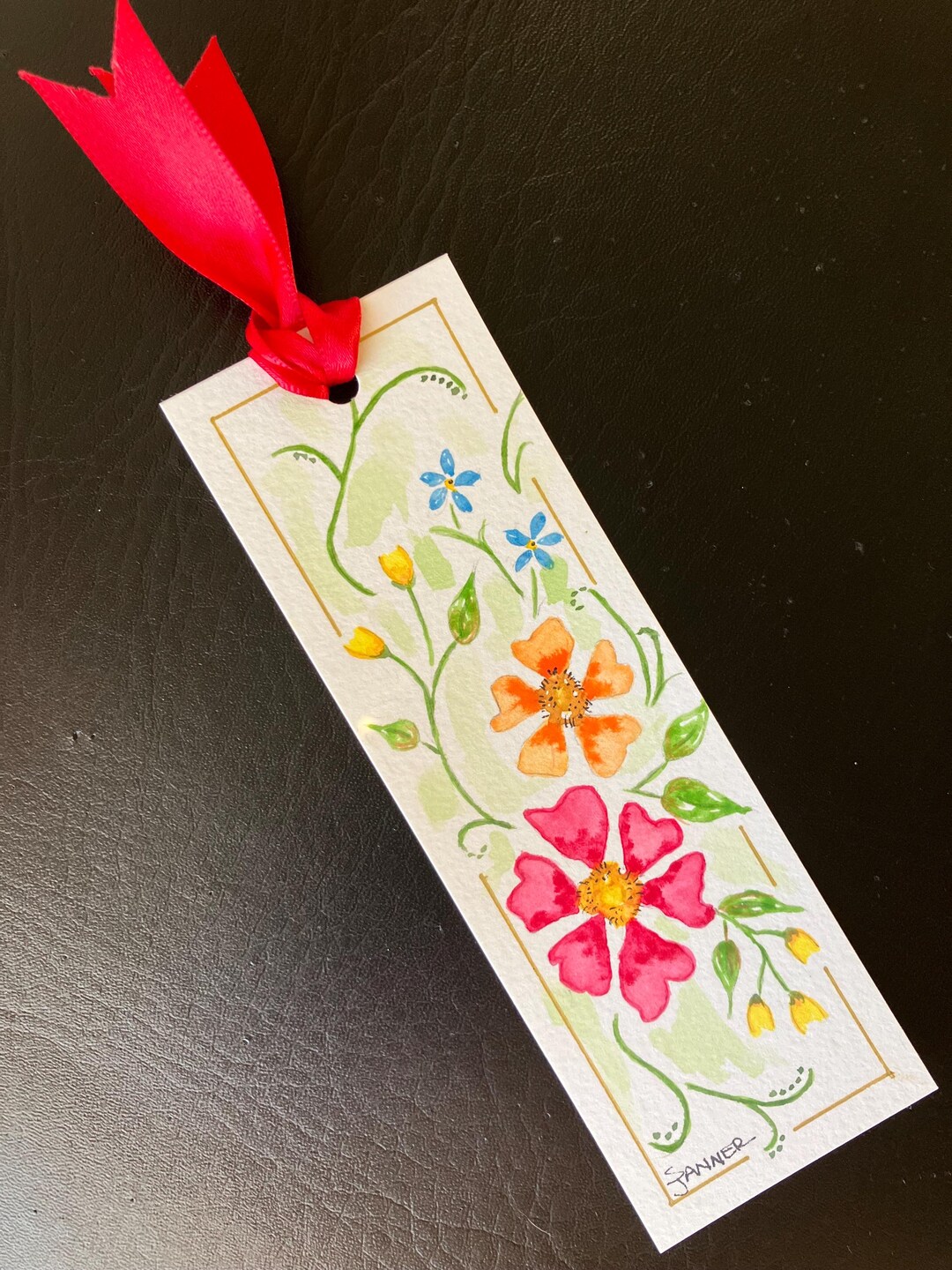 WATERCOLOR Bookmark-original Hand-painted Floral Art, Created With ...