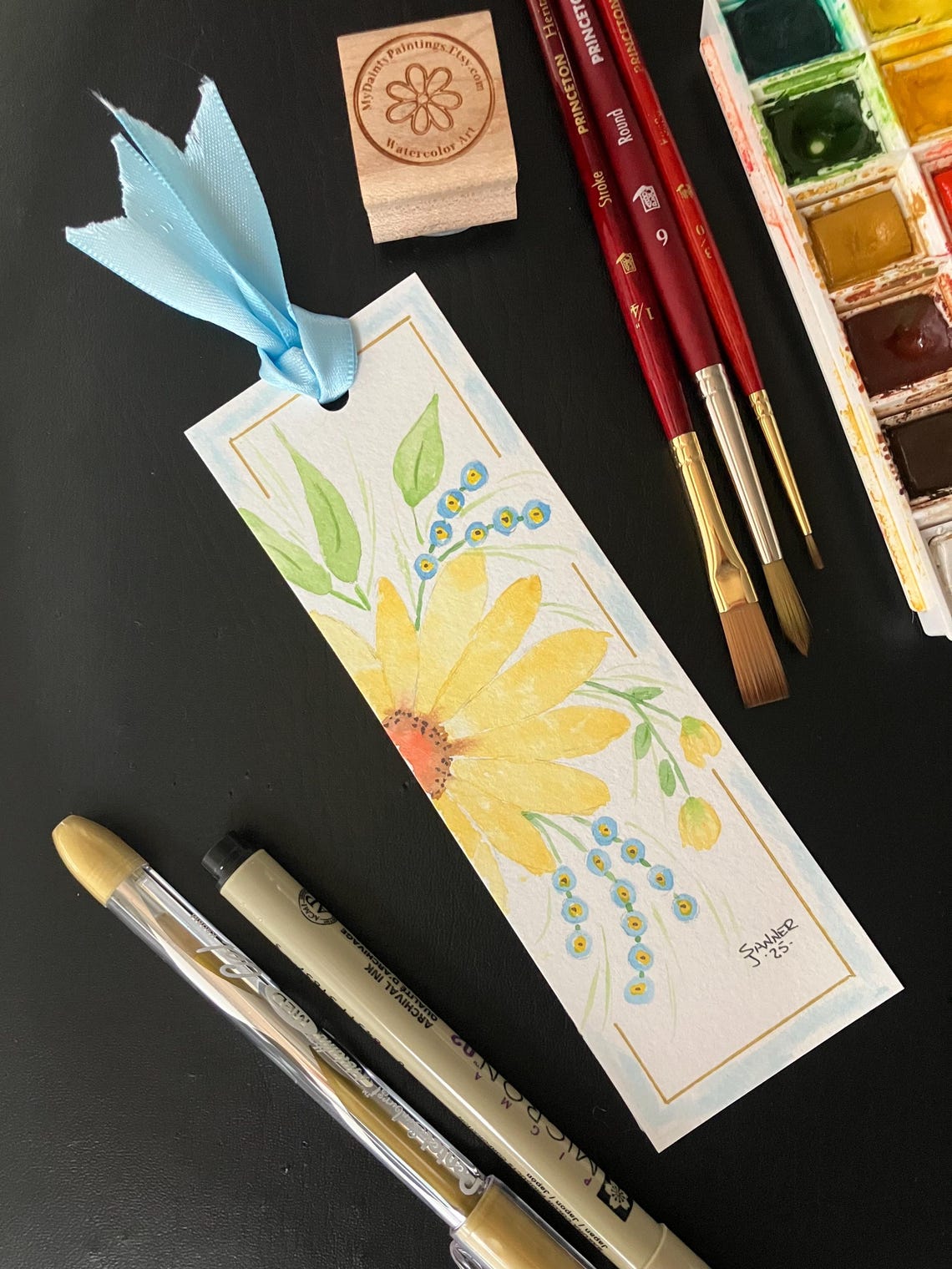 WATERCOLOR Bookmark-original Hand-painted Floral Art, Created With ...