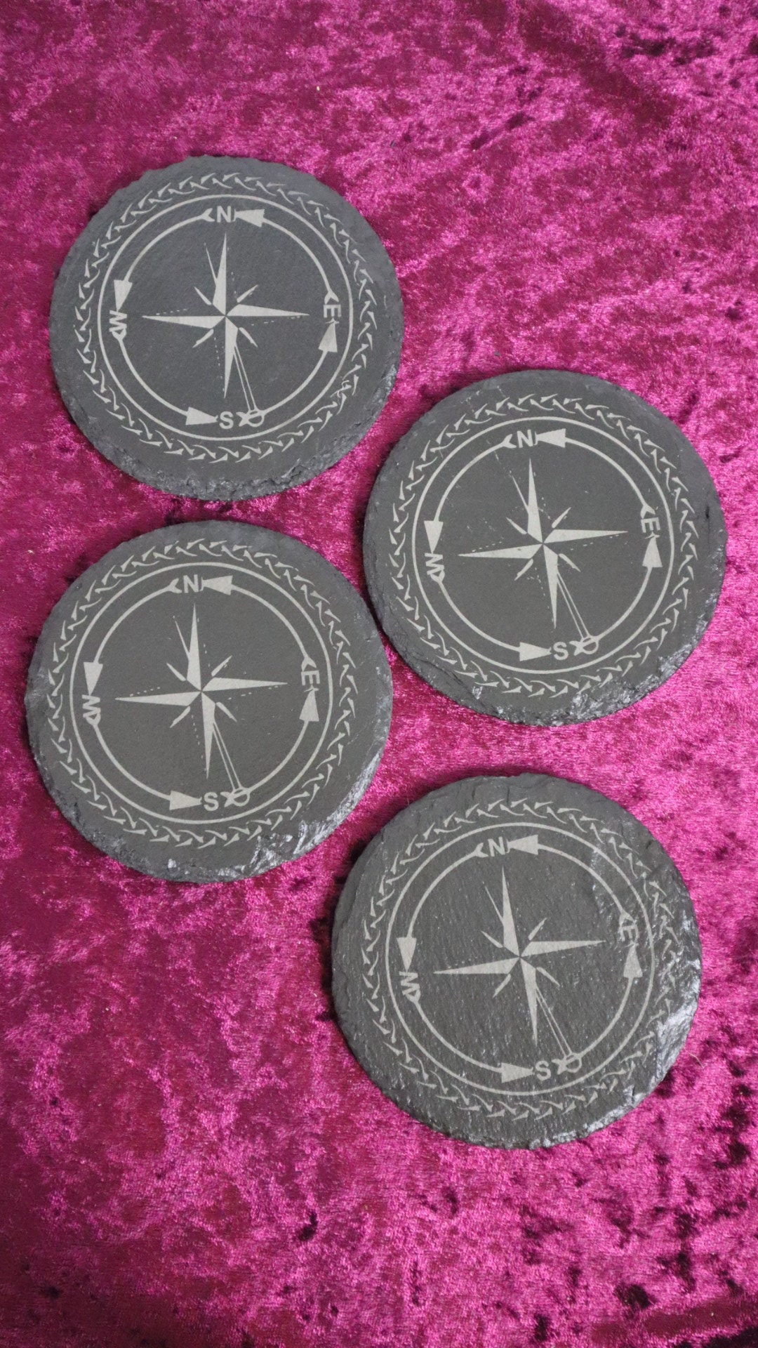 Nautical Compass 4-inch Round Slate Coasters set of 4 - Etsy