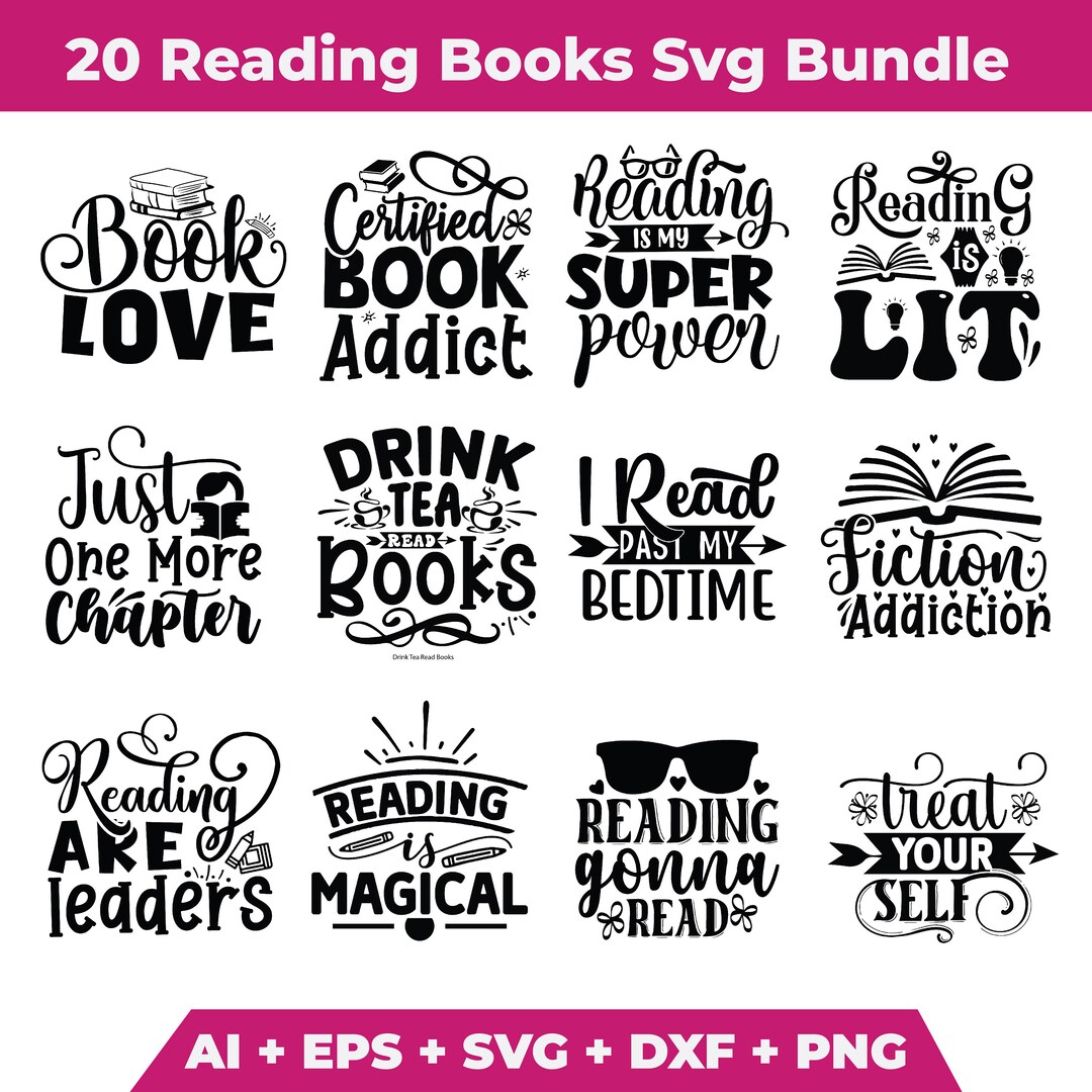Reading Book SVG Bundle for Cricut Book Lovers SVG Floral Book SVG Book ...