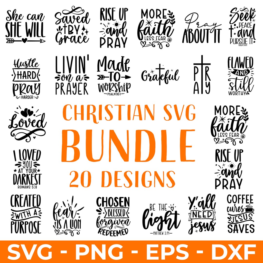 20 Christian Bundle SVG Scripture Bundle Instant Download Bible Verse ...