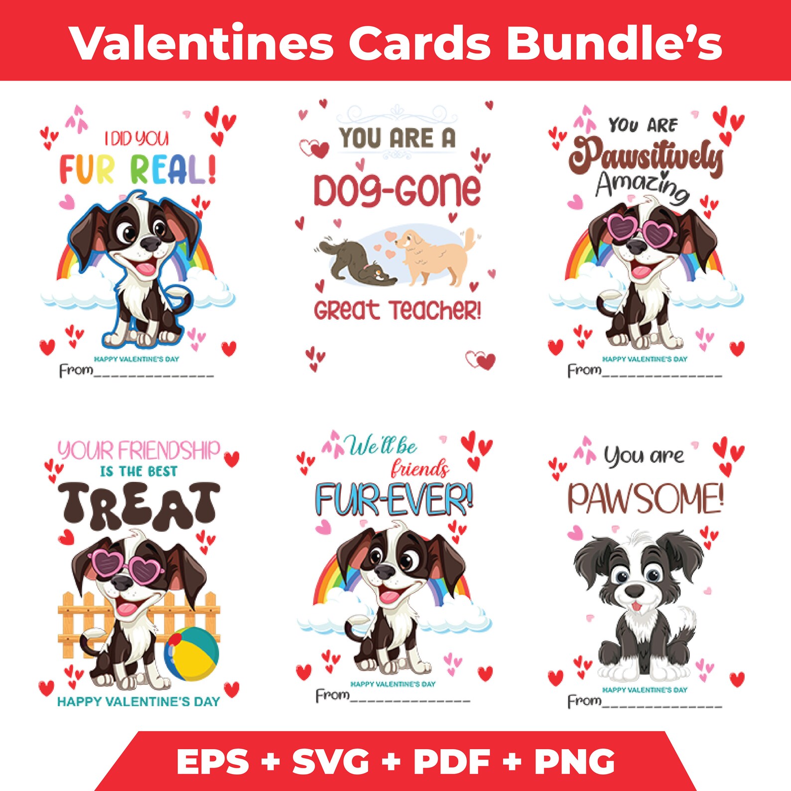 Printable Dog Valentine's Day Cards Classroom Valentine's Day Cards for ...