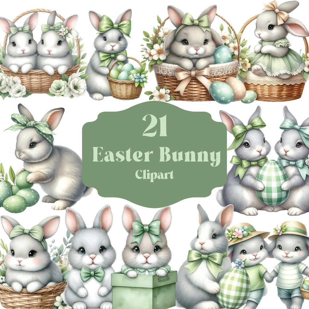 Easter Clipart & Digital Paper Set Easter Clip Art Easter Bunny Clipart ...