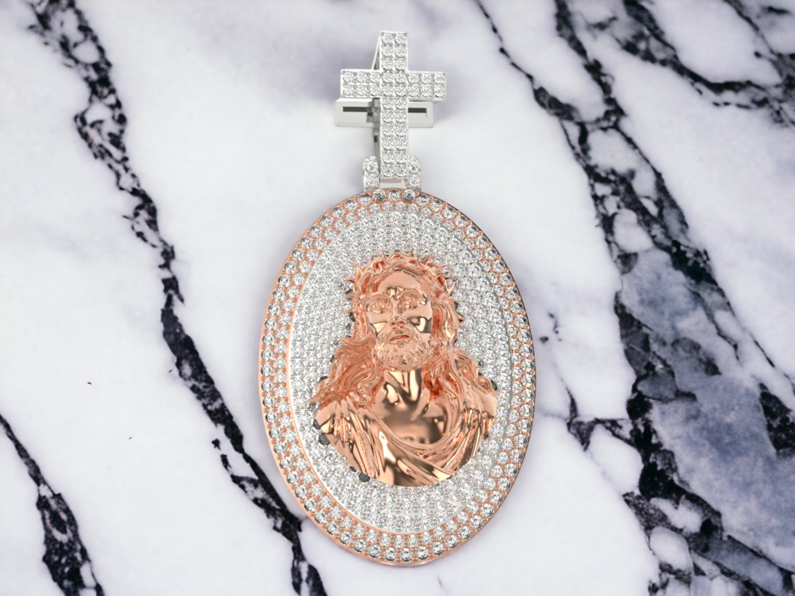 Custom Diamond Jesus Pendant - Etsy