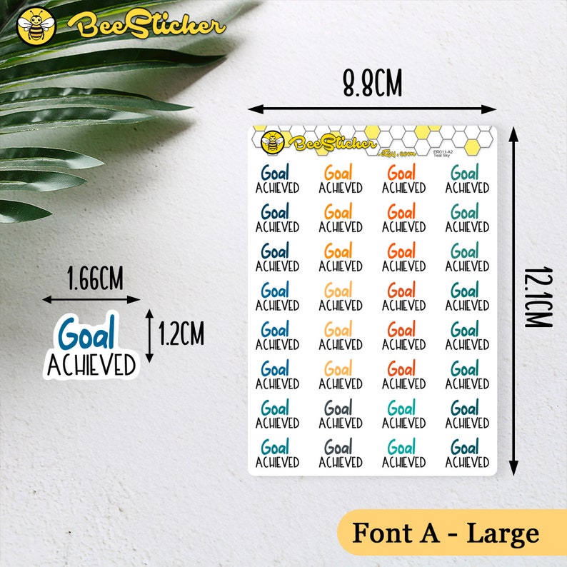 Goal Achieved Stickers | Choose From 2 Fonts and Multiple Colors ...