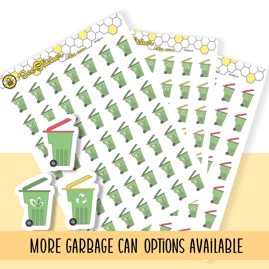Garbage Can Stickers | Cut Lines | Planner Sticker Printable|hg002 - Etsy