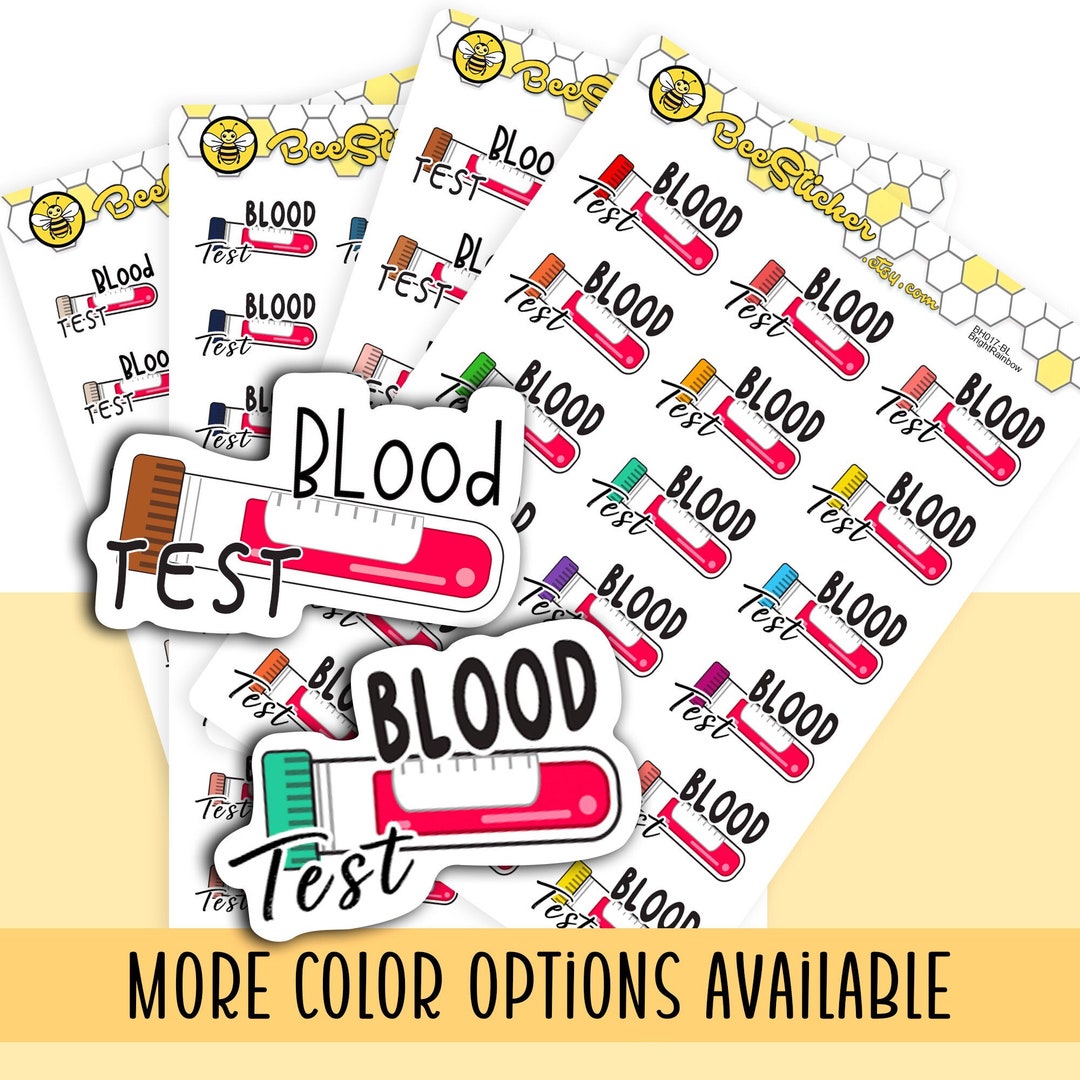 Blood Test Stickers | Choose From 2 Fonts and Multiple Colors | Planner ...