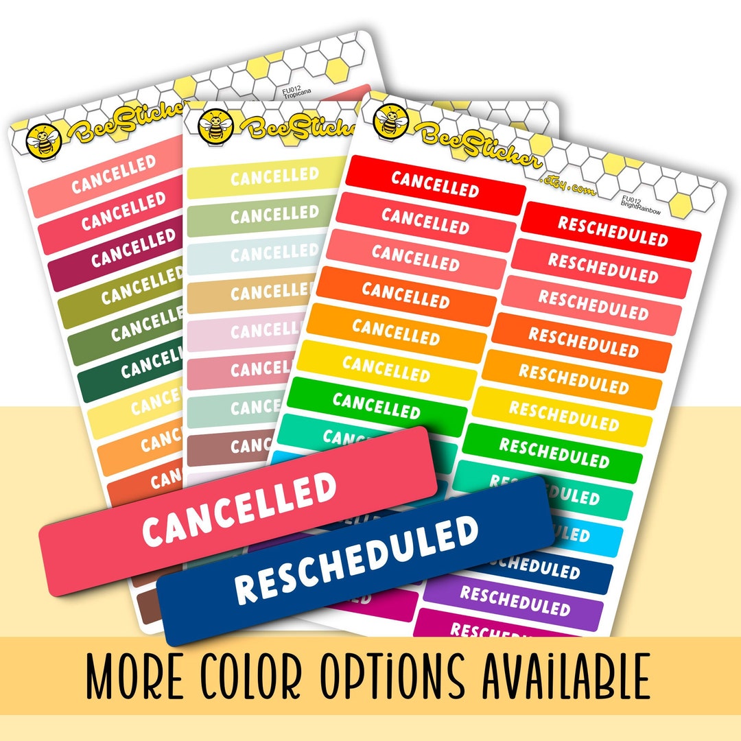 Cancelled/rescheduled Stickers | Choose From Multiple Colors | Planner ...