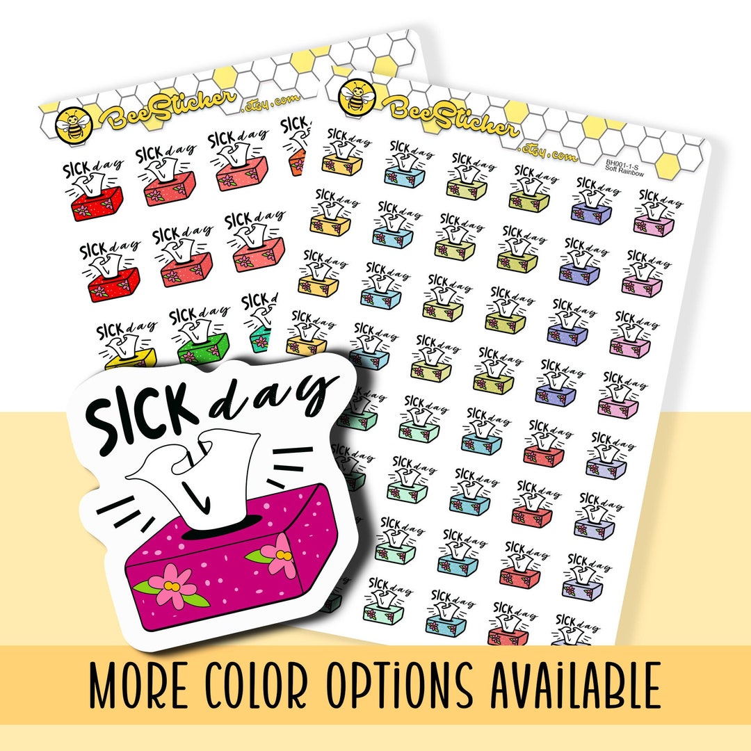 Sick Day Stickers | Choose From Multiple Colors | Planner Stickers ...