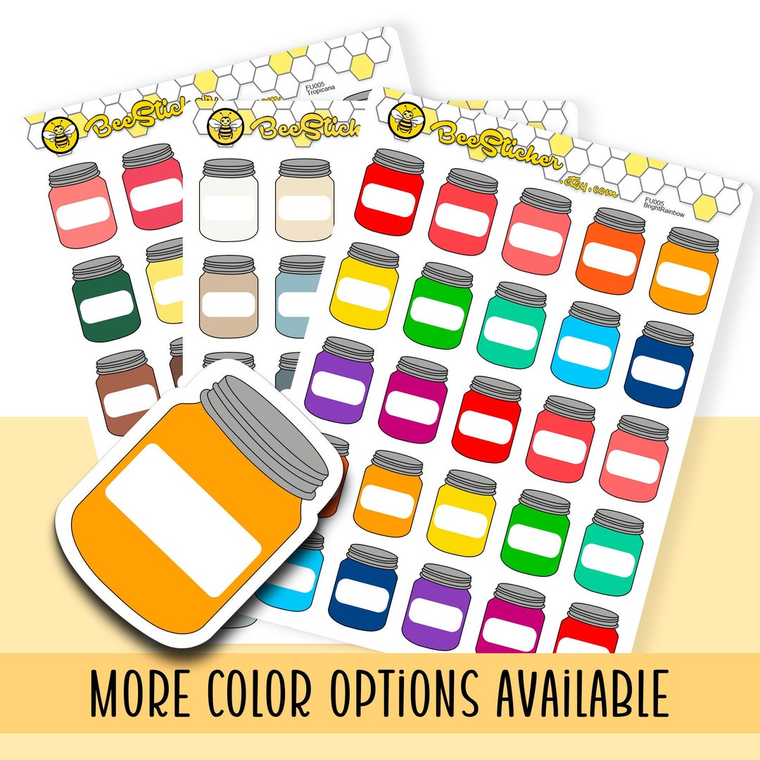 Mason Jar Stickers | Choose From Multiple Colors | Planner Stickers ...