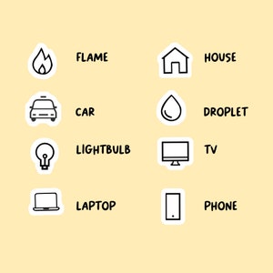 Utility Bill Mix Icon Stickers | Choose From 8 Shapes and Multiple ...
