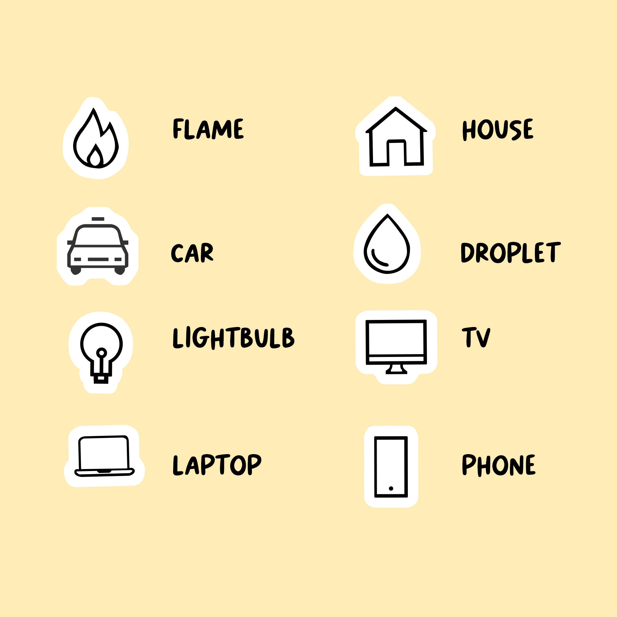 Utility Bill Mix Icon Stickers | Choose From 8 Shapes and Multiple ...