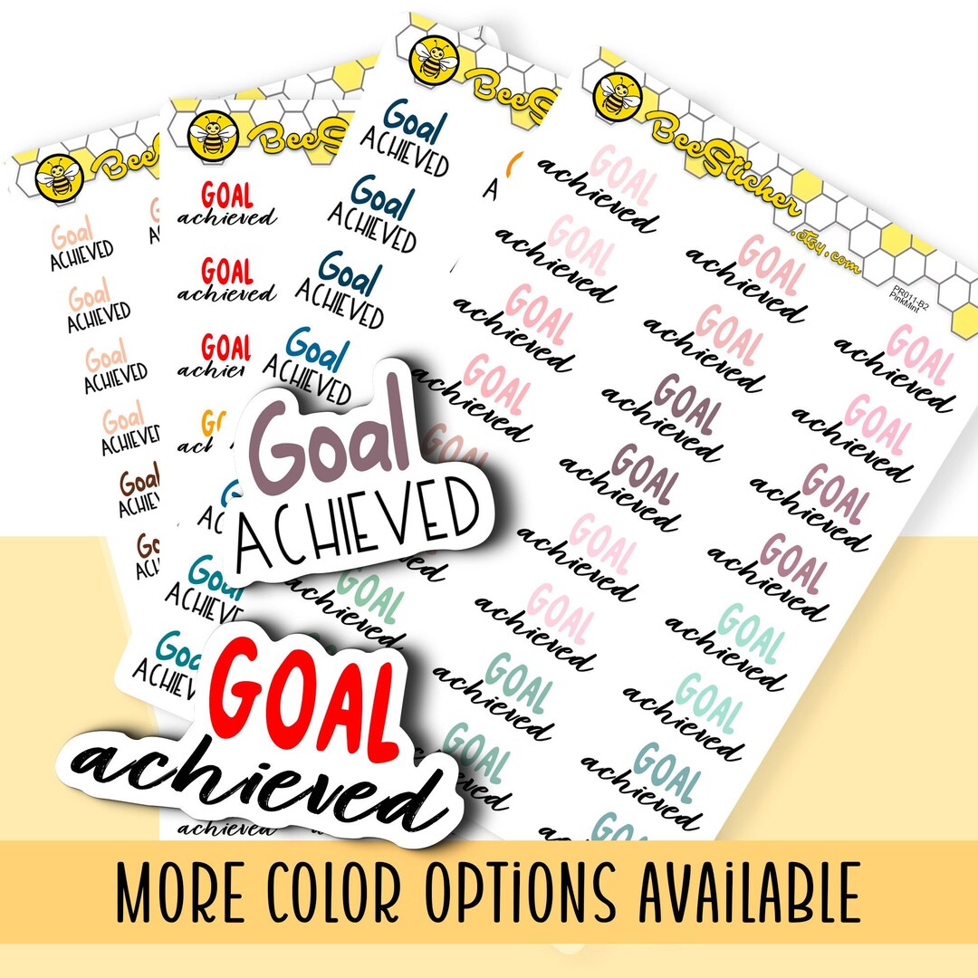 Goal Achieved Stickers | Choose From 2 Fonts and Multiple Colors ...