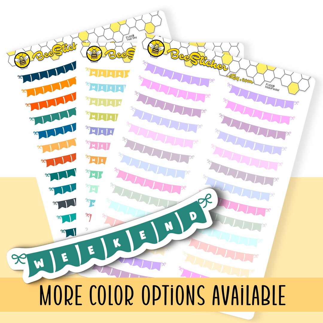 Mini Banner & Weekend Stickers | Choose From Multiple Colors | Planner ...