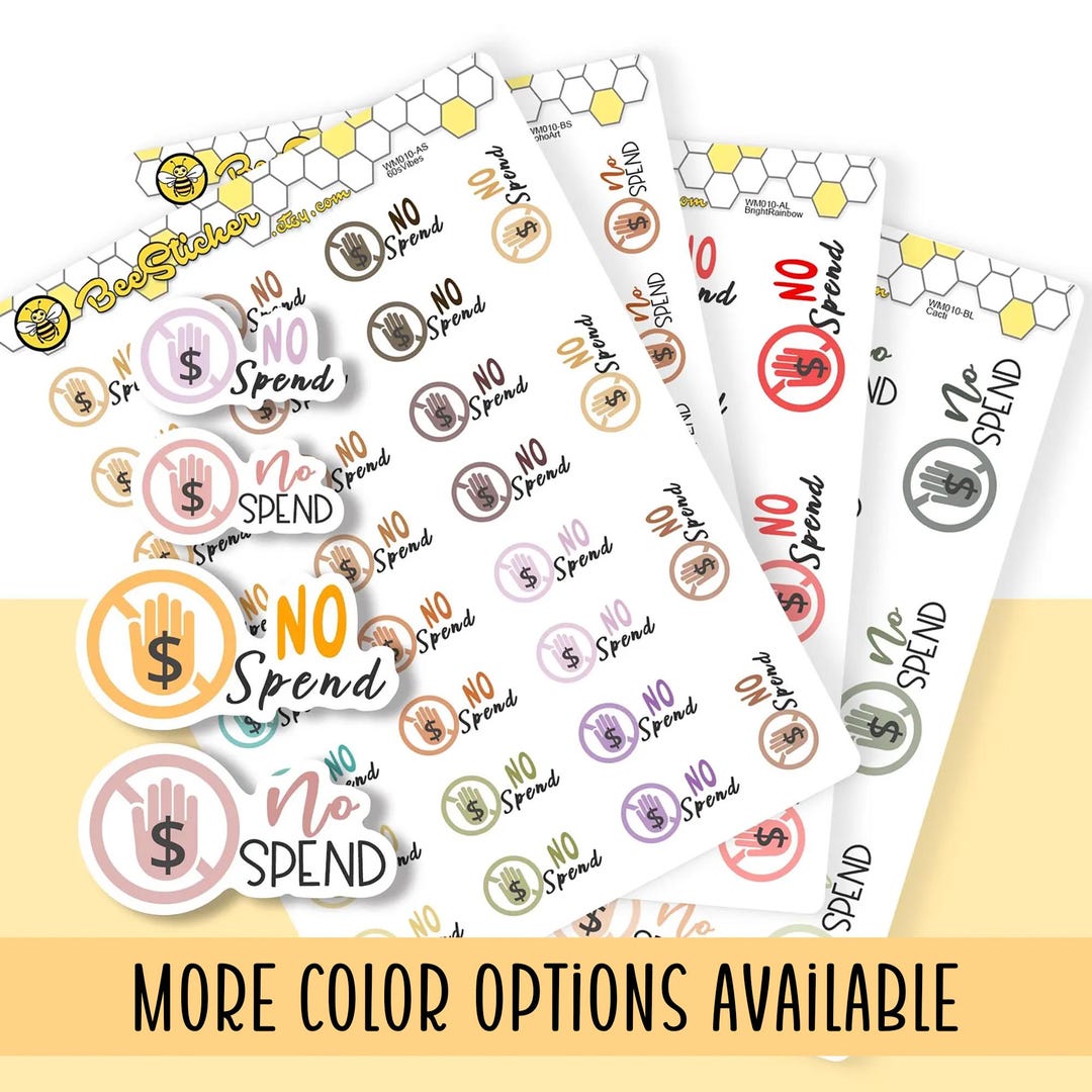 No Spend Stickers | Choose From 2 Fonts and Multiple Colors | Planner ...