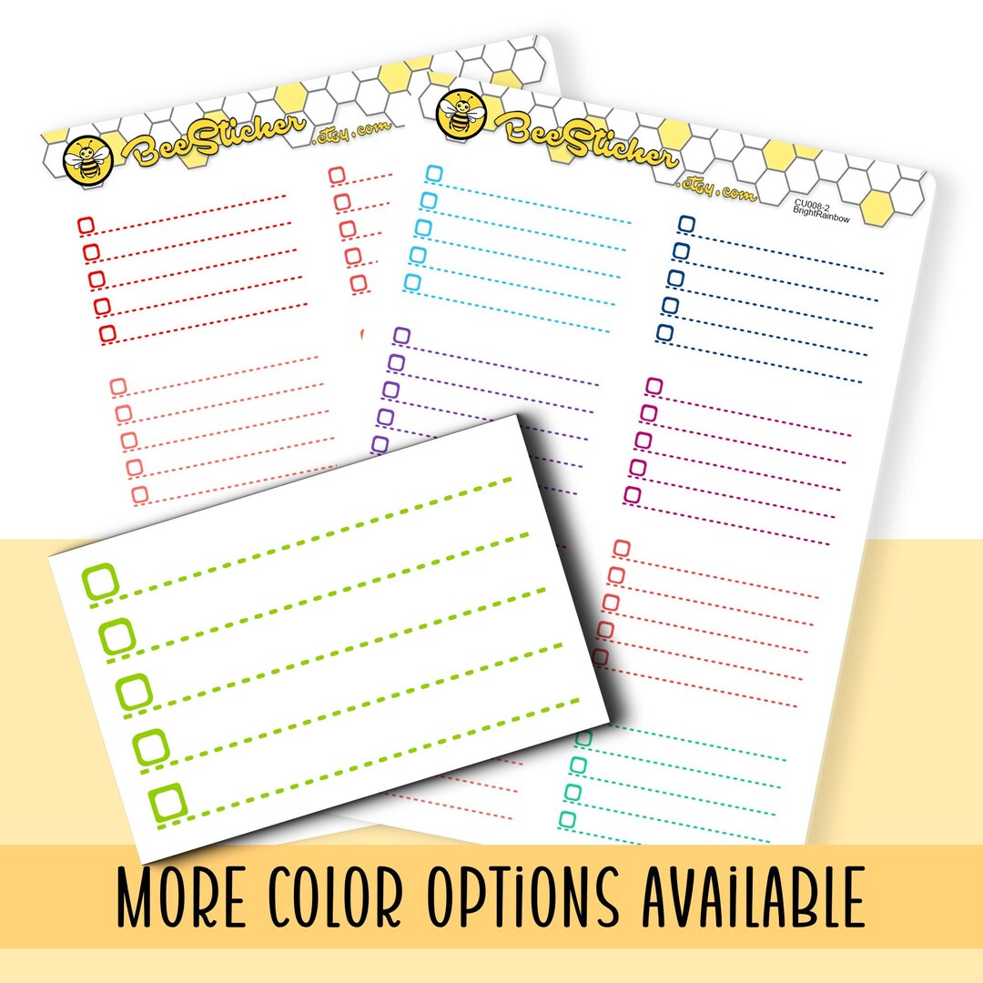 Checkbox List Half-box Size Stickers | Choose From Multiple Colors ...