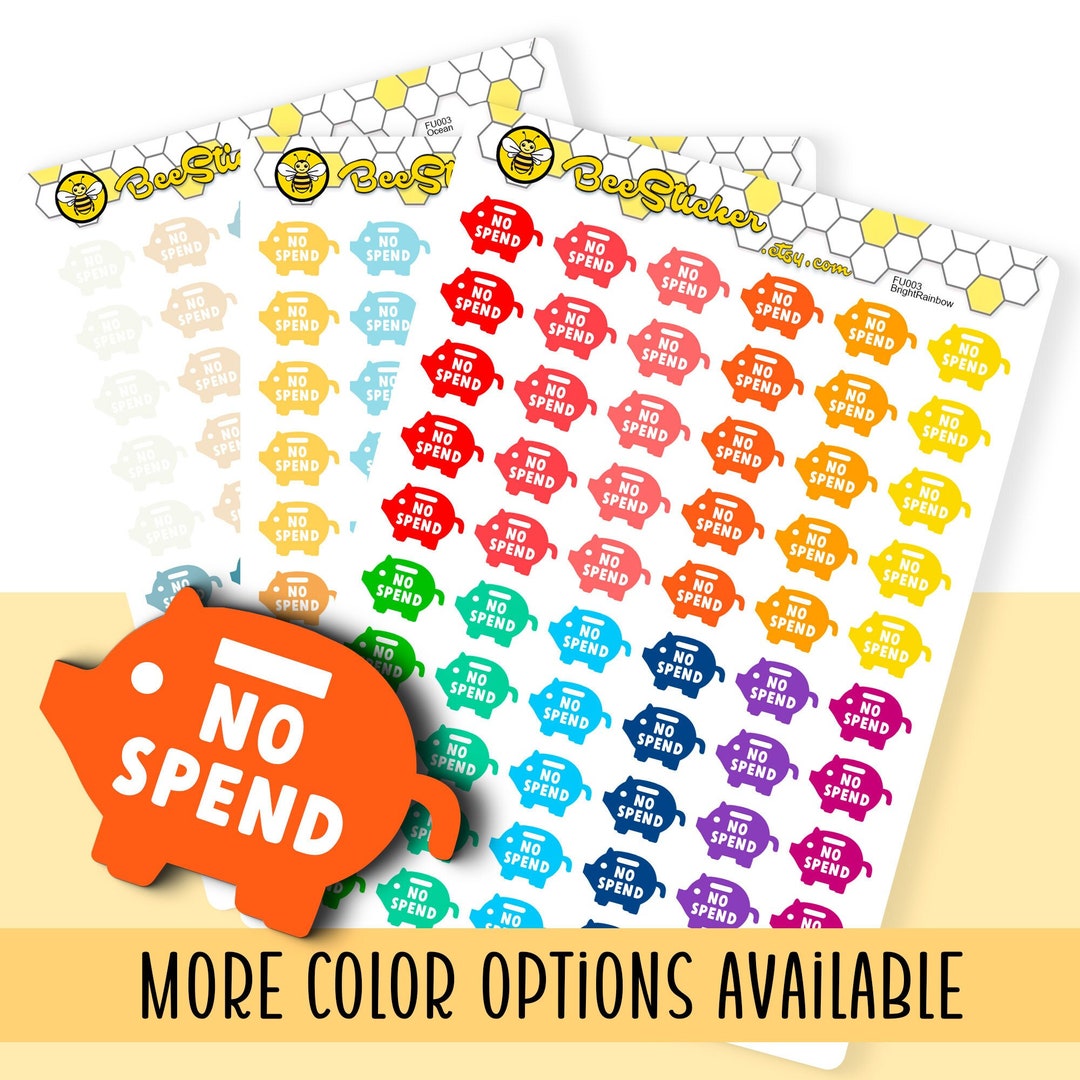No Spend Piggy Bank Stickers | Choose From Multiple Colors | Planner ...