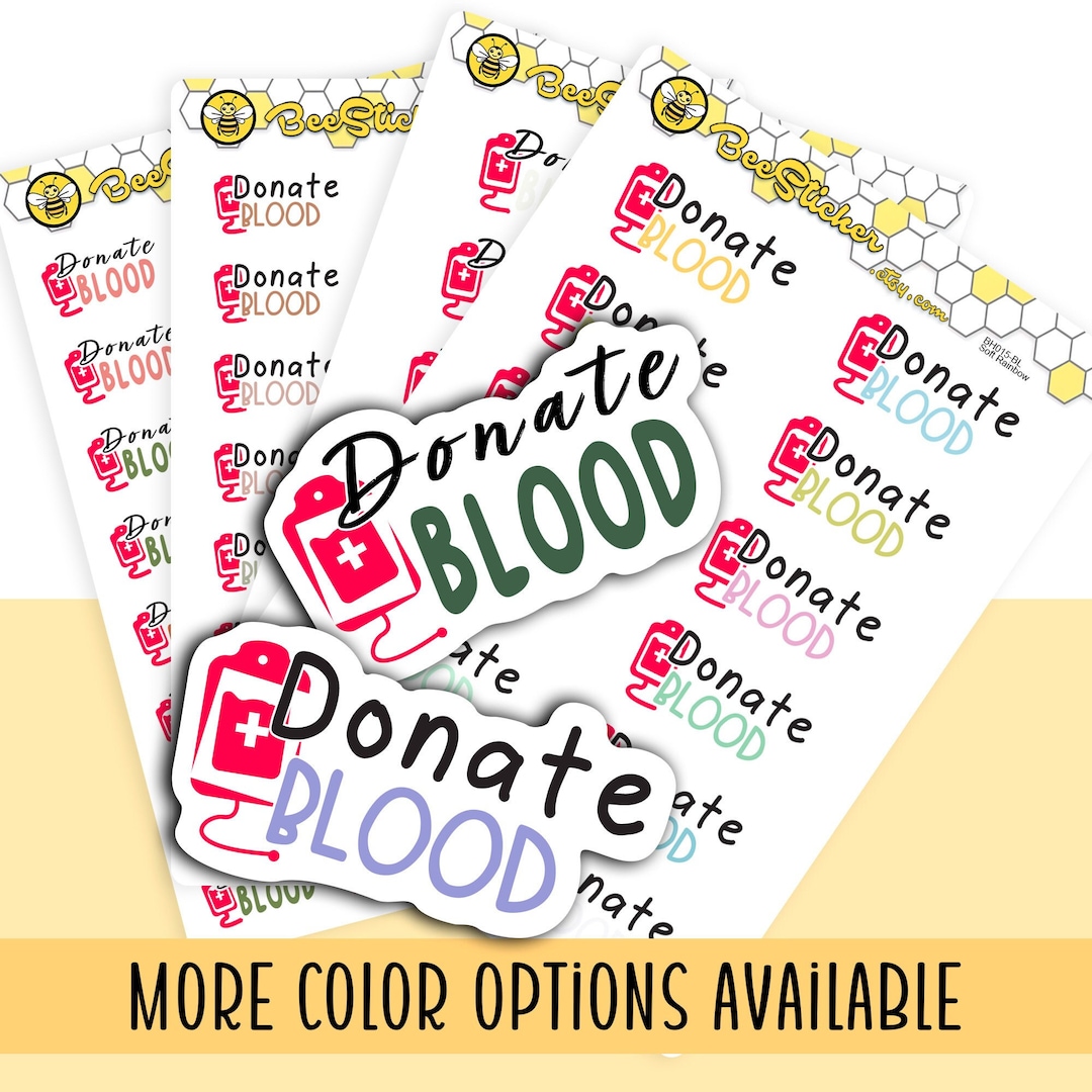 Donate Blood Stickers | Choose From 2 Fonts and Multiple Colors ...