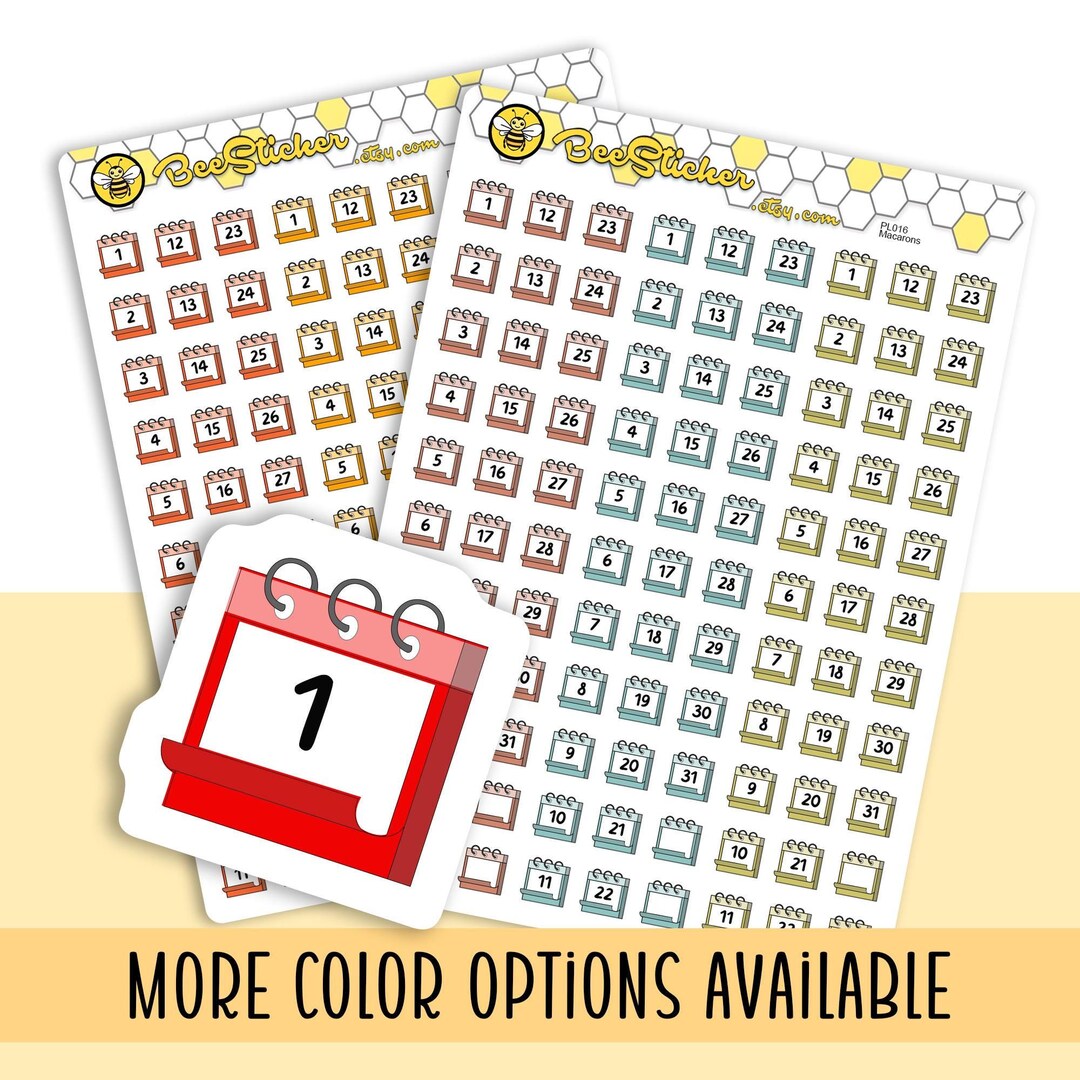 Cute Calendar Date Dot | Choose From Multiple Colors | Planner Stickers ...